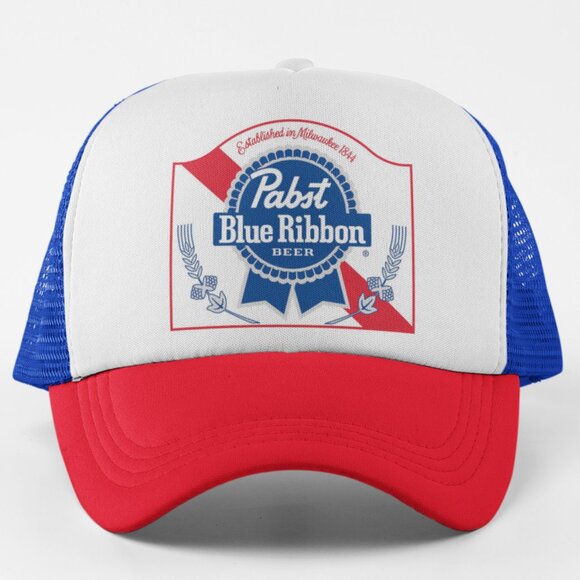 Accessories | New Pabst Blue Ribbon Foam Trucker Snapback Hat 3tone Red ...